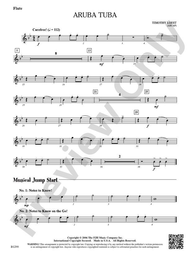 Aruba Tuba: Flute: Flute Part: Timothy Loest - Digital Sheet Music Download