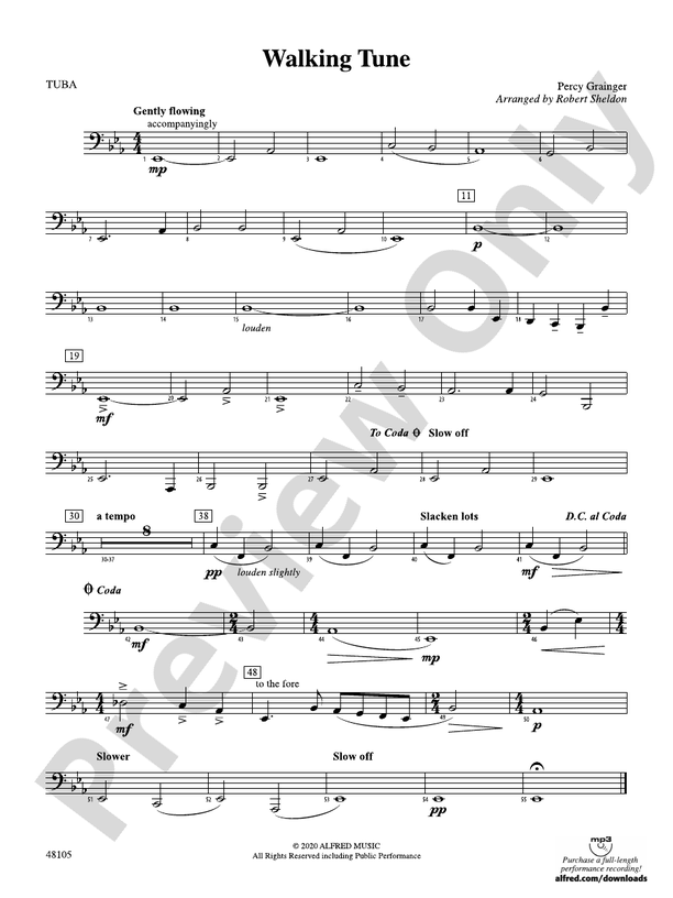 Walking Tune: Tuba: Tuba Part - Digital Sheet Music Download