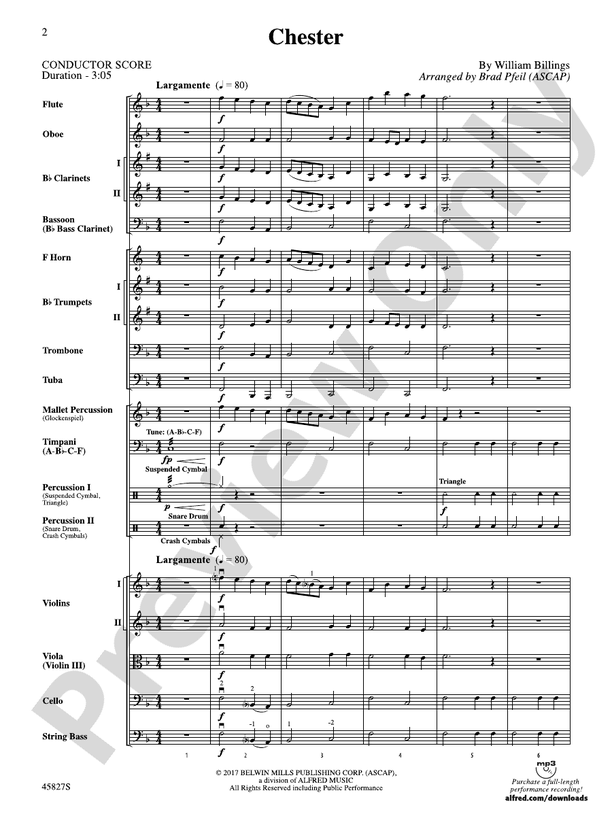 Chester: Full Orchestra Conductor Score & Parts: William Billings ...