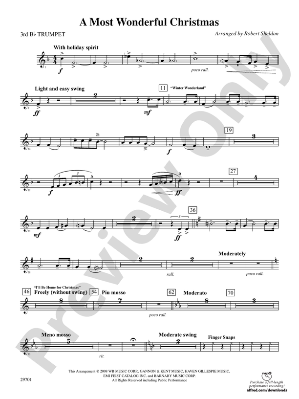 A Most Wonderful Christmas: 3rd B-flat Trumpet: 3rd B-flat Trumpet Part ...