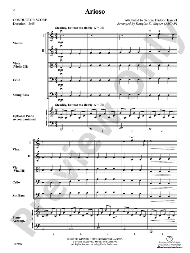Arioso: Score: String Orchestra Score - Digital Sheet Music Download