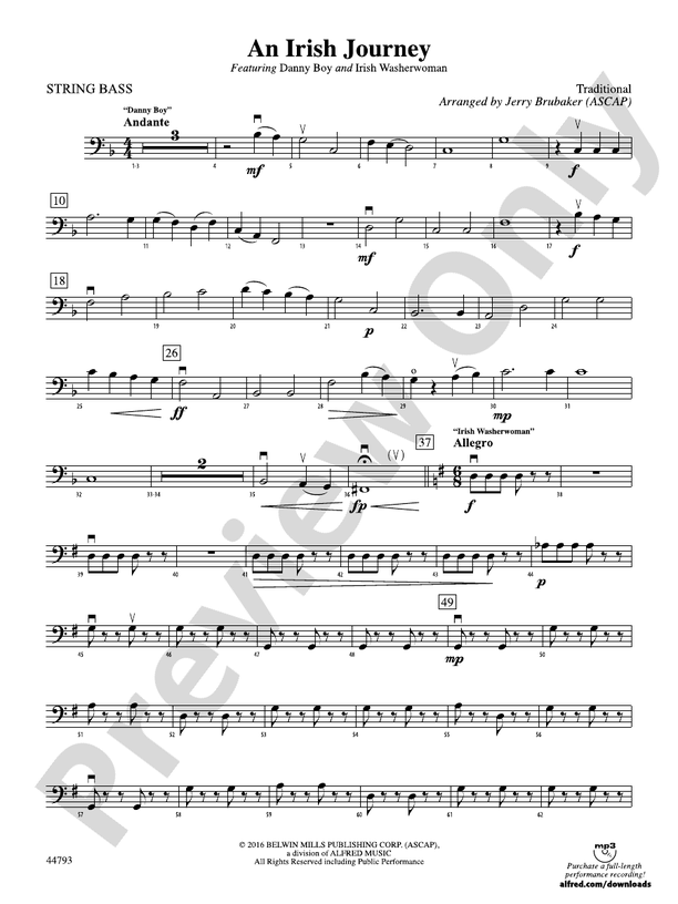 An Irish Journey: String Bass: String Bass Part - Digital Sheet Music ...