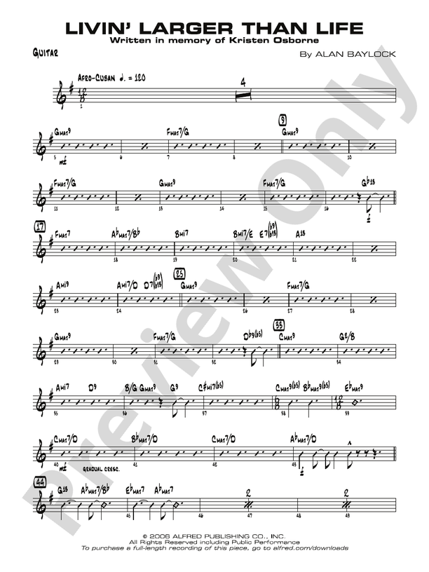 Livin' Larger Than Life: Guitar: Guitar Part - Digital Sheet Music Download