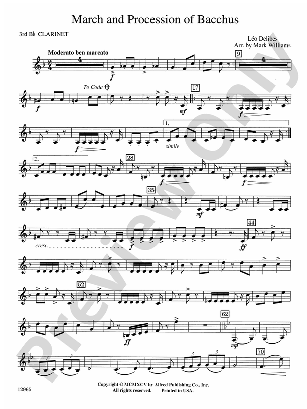 March and Procession of Bacchus: 3rd B-flat Clarinet: 3rd B-flat ...