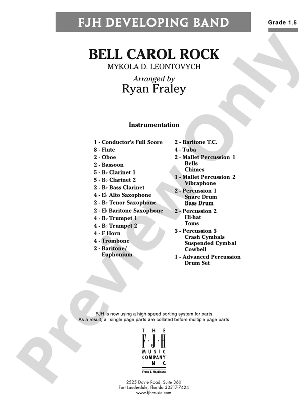 Bell Carol Rock: Score: Concert Band Score: Mykola Dmytrovych ...