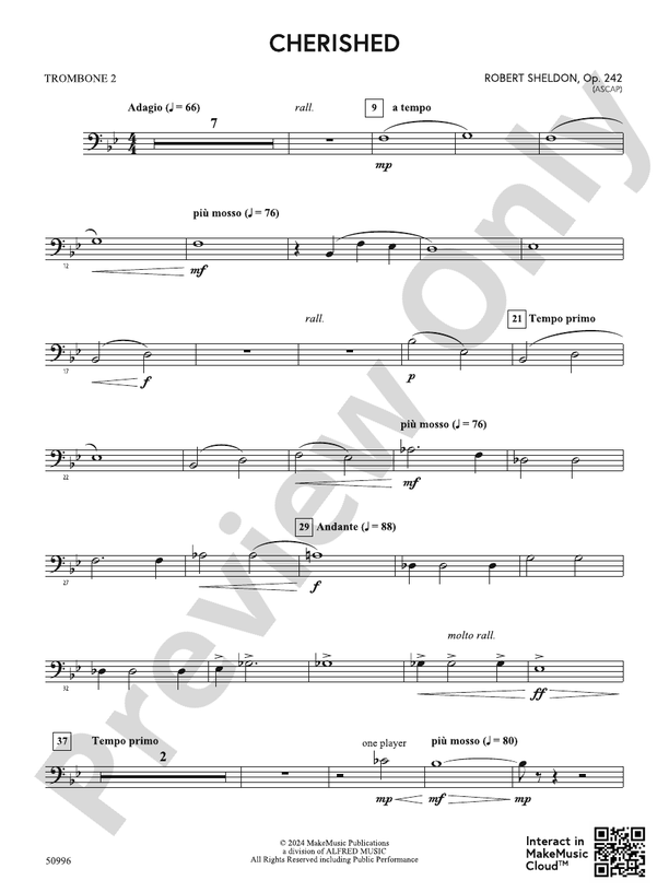 Cherished: 2nd Trombone: 2nd Trombone Part - Digital Sheet Music Download