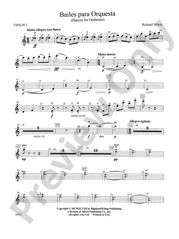 Bailes para Orquesta (For Two Solo Violins and String Orchestra): 1st Violin: 1st Violin Part ...