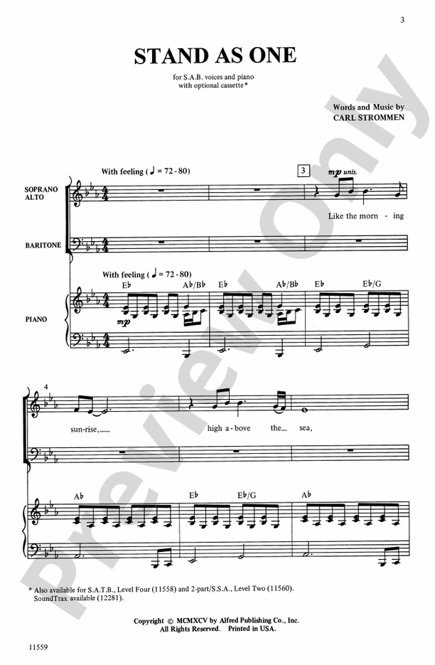 Stand As One: SAB Choral Octavo: Carl Strommen - Digital Sheet Music ...