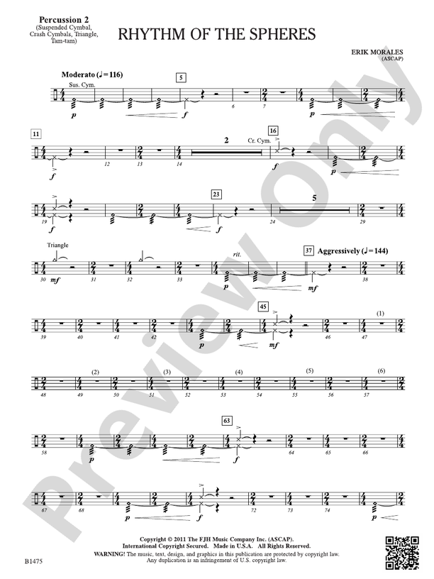 Rhythm of the Spheres: Percussion 2: Percussion 2 Part: Erik Morales - Digital Sheet Music Download