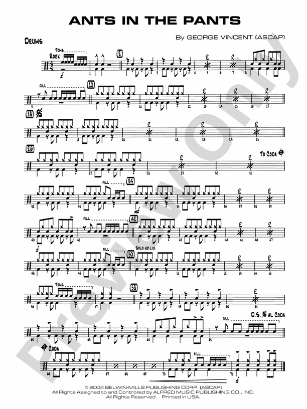 Ants in the Pants: Drums: Drums Part - Digital Sheet Music Download