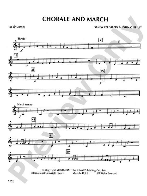 Chorale and March: 1st B-flat Cornet: 1st B-flat Cornet Part - Digital ...