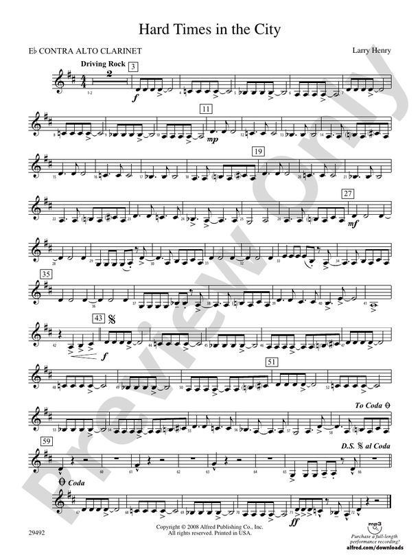 Hard Times in the City: (wp) E-flat Contrabass Clarinet: (wp) E-flat Contrabass Clarinet World ...
