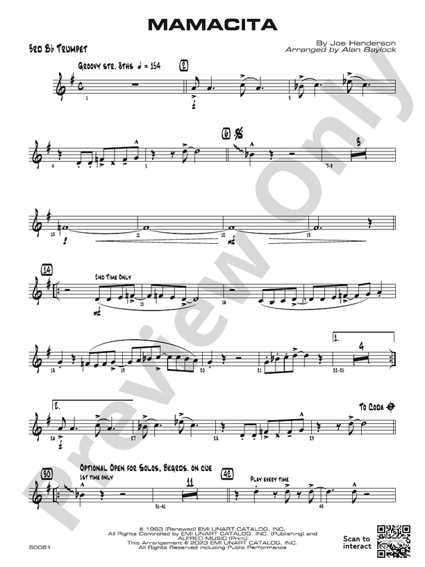 Mamacita: 3rd B-flat Trumpet: 3rd B-flat Trumpet Part - Digital Sheet Music Download