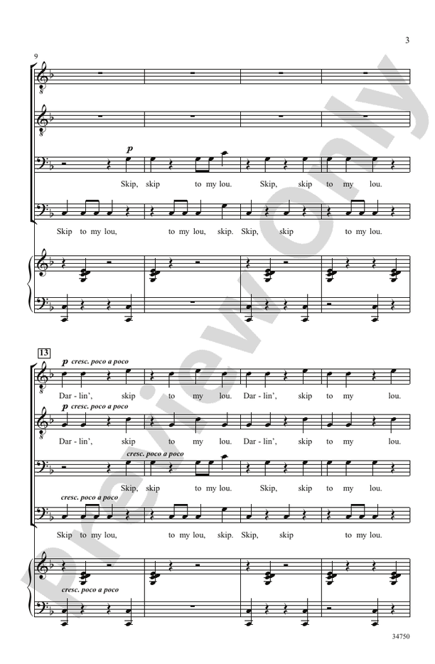 Skip to My Lou: TTBB Choral Octavo - Digital Sheet Music Download