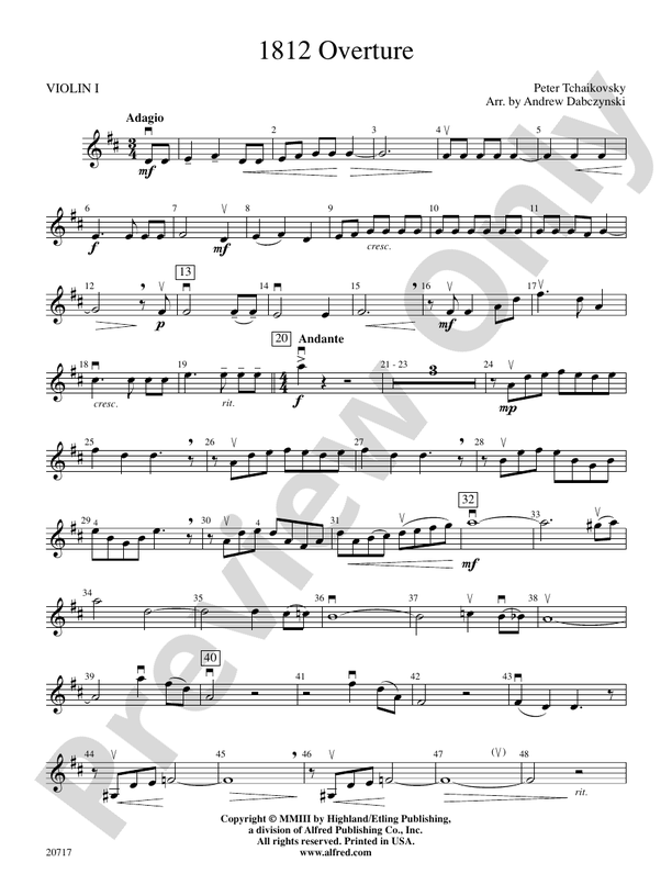 1812 Overture: 1st Violin: 1st Violin Part - Digital Sheet Music Download