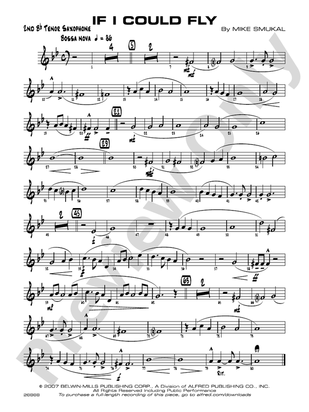 If I Could Fly: 2nd B-flat Tenor Saxophone: 2nd B-flat Tenor Saxophone Part - Digital Sheet ...