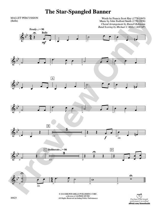 The Star-Spangled Banner: Mallets: Mallets Part - Digital Sheet Music ...