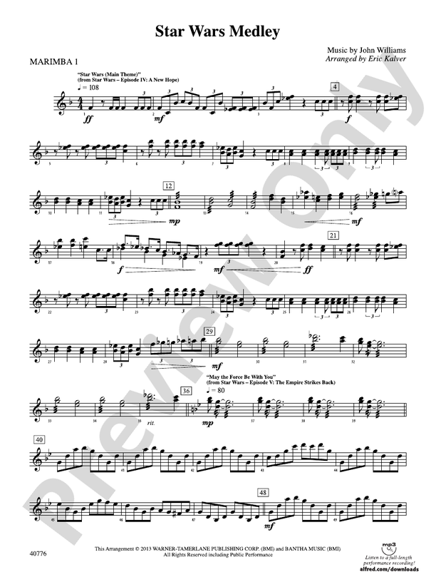 Star Wars Medley: Mallets: Mallets Part - Digital Sheet Music Download