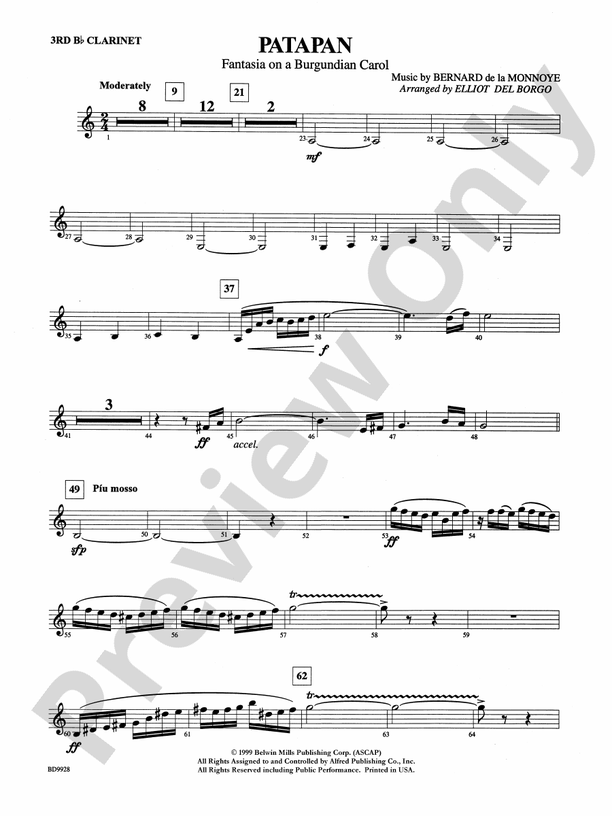 Patapan: 3rd B-flat Clarinet: 3rd B-flat Clarinet Part - Digital Sheet ...