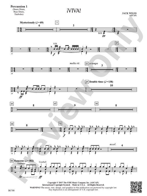 Viva!: Percussion 1: Percussion 1 Part: Jack Wilds - Digital Sheet ...