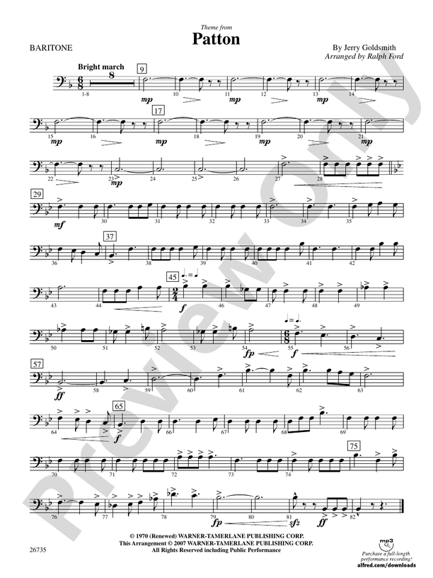 Patton: Baritone B.C.: Baritone B.C. Part - Digital Sheet Music Download