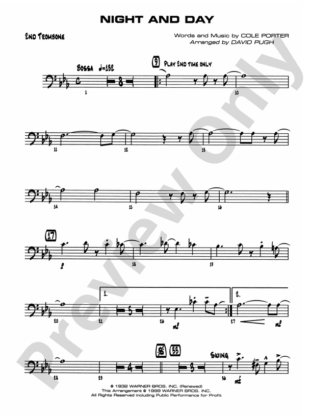 Night and Day: 2nd Trombone: 2nd Trombone Part - Digital Sheet Music Download