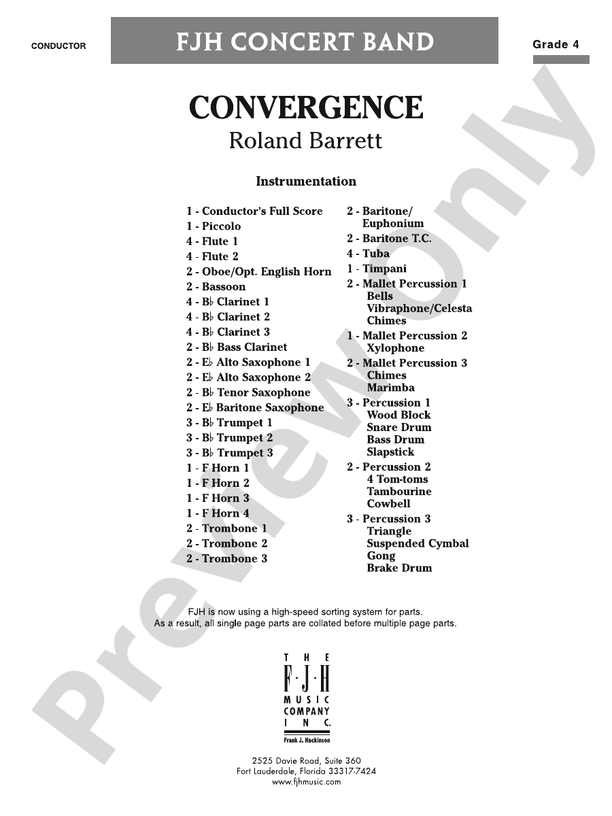 Convergence: : Roland Barrett - Digital Sheet Music Download