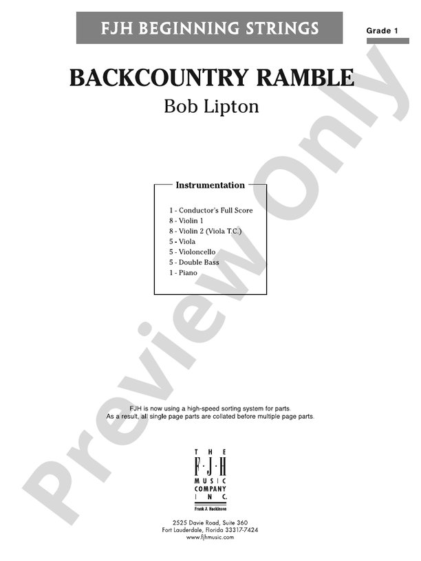 Backcountry Ramble: Score: String Orchestra Score: Bob Lipton - Digital ...