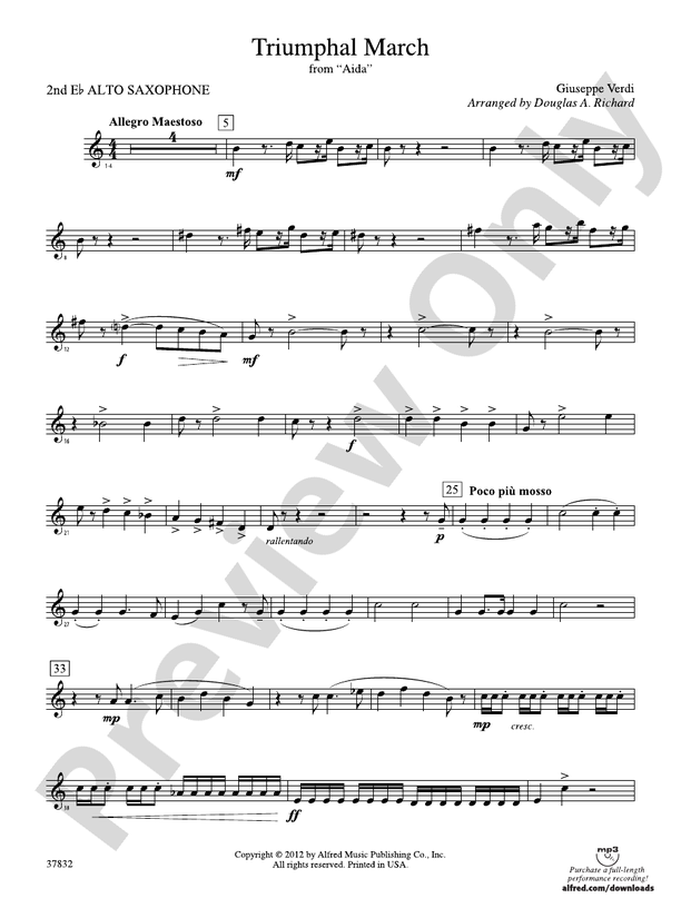 Triumphal March (from Aida): 2nd E-flat Alto Saxophone: 2nd E-flat Alto Saxophone Part - Digital ...