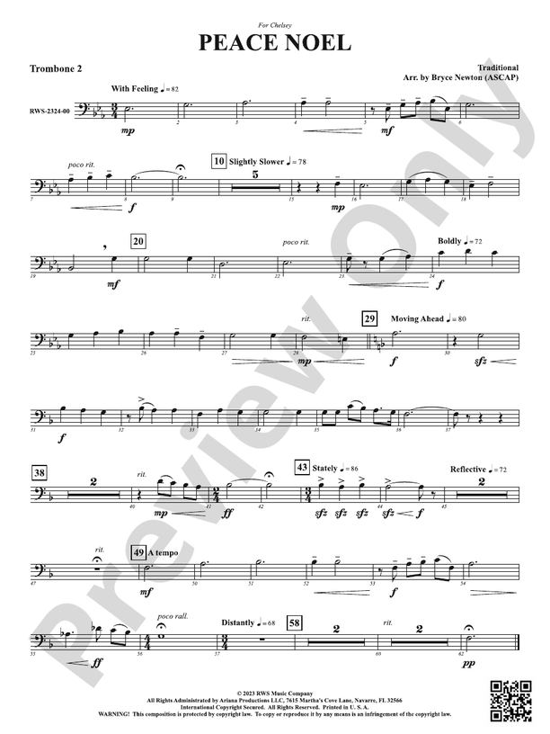 Peace Noel: 2nd Trombone: 2nd Trombone Part - Digital Sheet Music Download