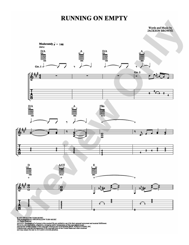 Running On Empty: Easy Guitar: Jackson Browne - Digital Sheet Music ...