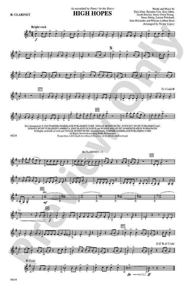 High Hopes: 1st B-flat Clarinet: 1st B-flat Clarinet Part - Digital ...