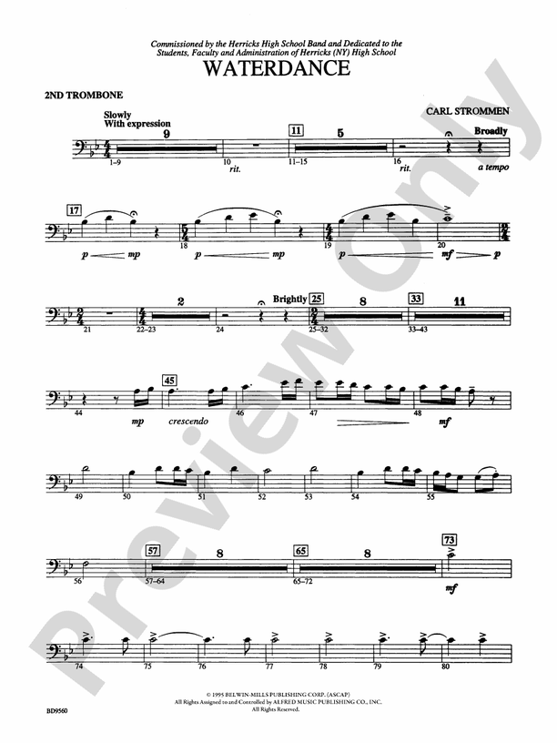 Waterdance: 2nd Trombone: 2nd Trombone Part - Digital Sheet Music Download