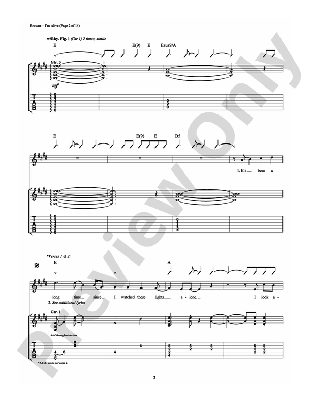 I'm Alive: Guitar TAB: Jackson Browne - Digital Sheet Music Download