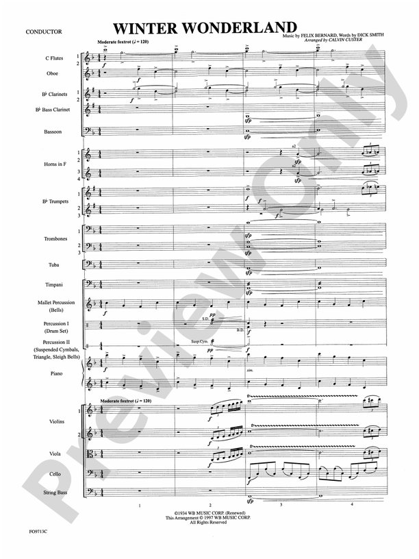 Winter Wonderland: Score: Full Orchestra Score - Digital Sheet Music ...