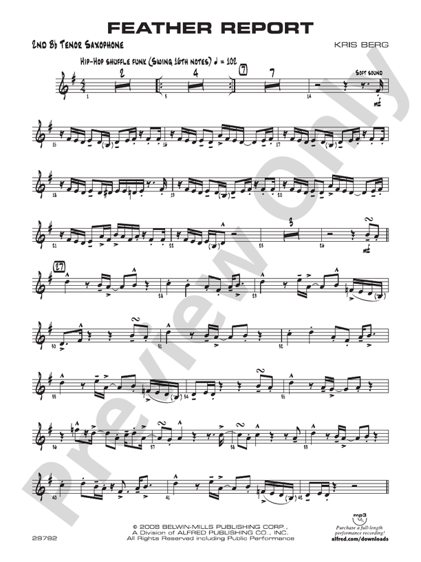 Feather Report: 2nd B-flat Tenor Saxophone: 2nd B-flat Tenor Saxophone Part - Digital Sheet ...
