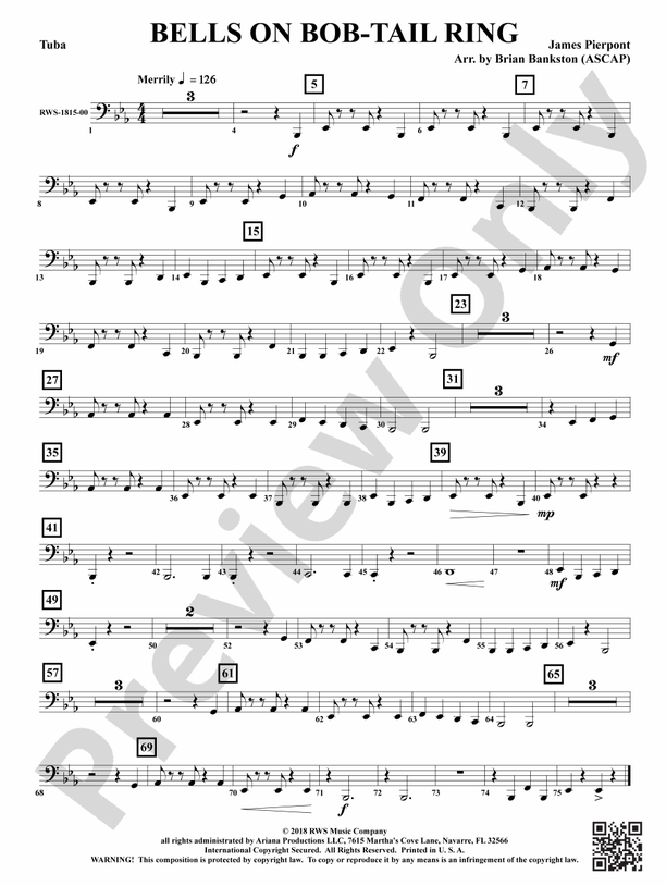 Bells on Bob-Tail Ring: Tuba: Tuba Part - Digital Sheet Music Download