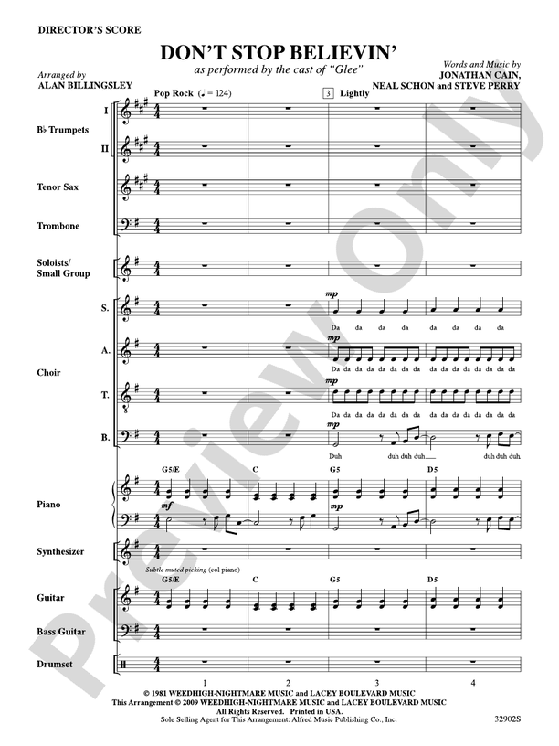 Don't Stop Believin': Score: Choir Score - Digital Sheet Music Download