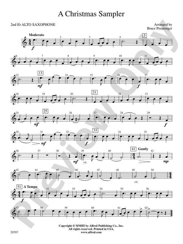 A Christmas Sampler: 2nd E-flat Alto Saxophone: 2nd E-flat Alto Saxophone Part - Digital Sheet ...