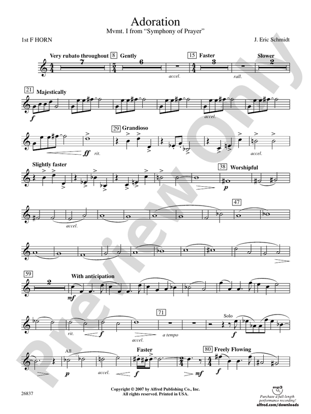 Adoration (Movement 1 from Symphony of Prayer): 1st F Horn: 1st F Horn Part - Digital Sheet ...