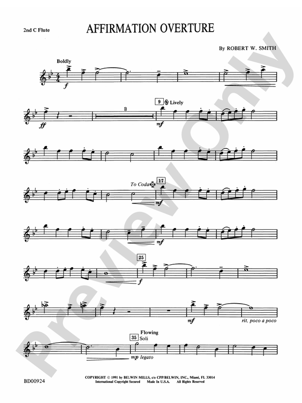 Affirmation Overture: 2nd Flute: 2nd Flute Part - Digital Sheet Music ...