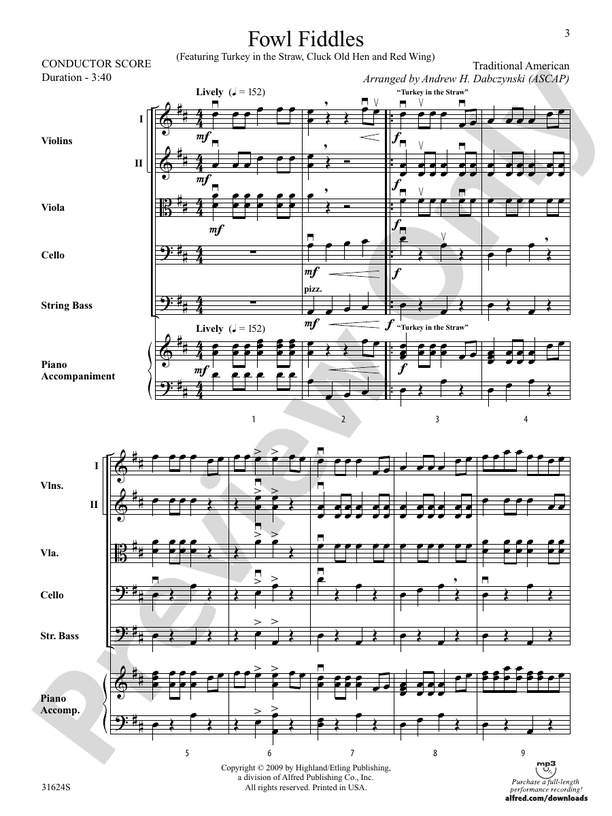 Fowl Fiddles: String Orchestra Conductor Score & Parts - Digital Sheet ...
