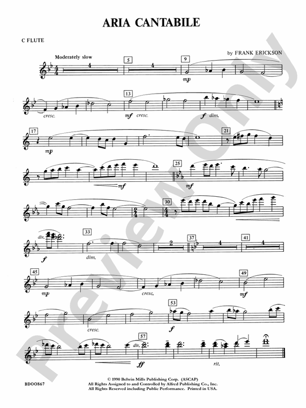 Aria Cantabile: Flute: Flute Part - Digital Sheet Music Download