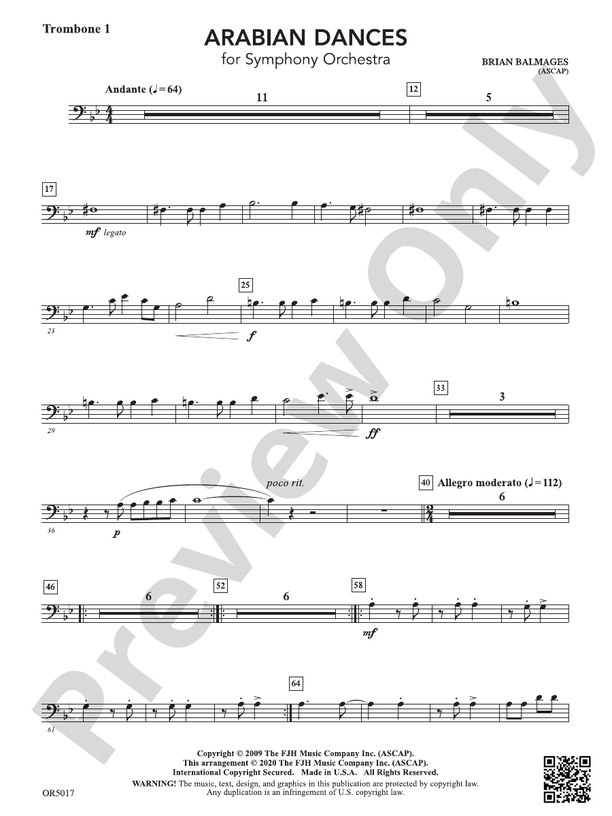 Arabian Dances: Trombone 1: Trombone 1 Part: Brian Balmages - Digital ...