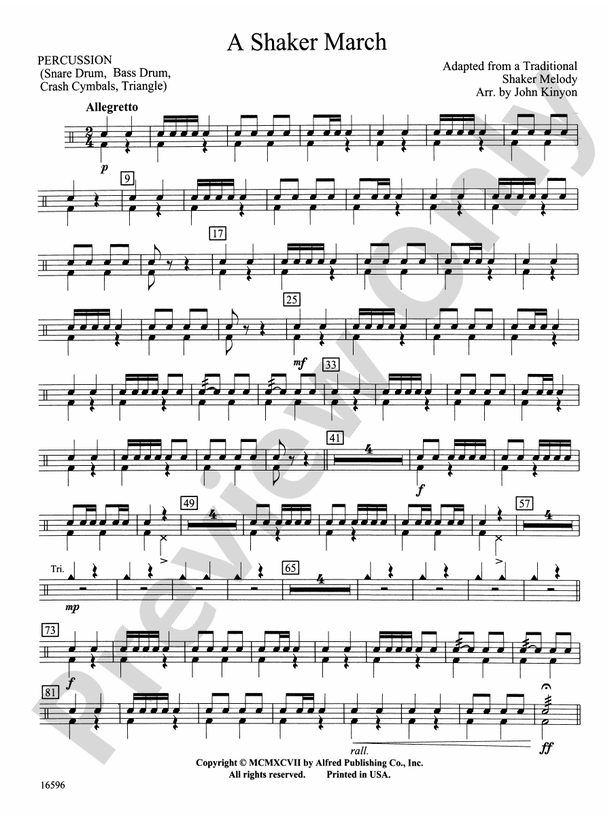 A Shaker March: 1st Percussion: 1st Percussion Part - Digital Sheet ...