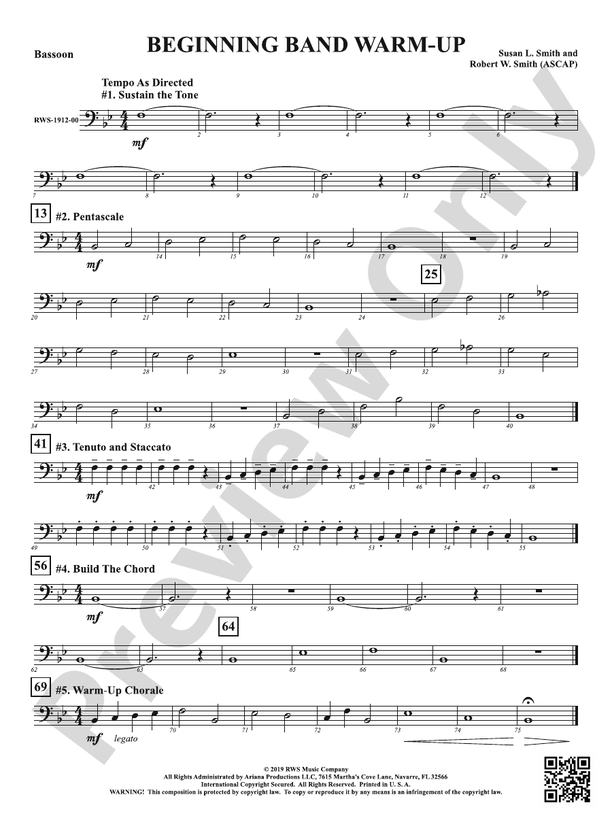 Beginning Band Warm-Up: Bassoon: Bassoon Part: Robert W. Smith ...