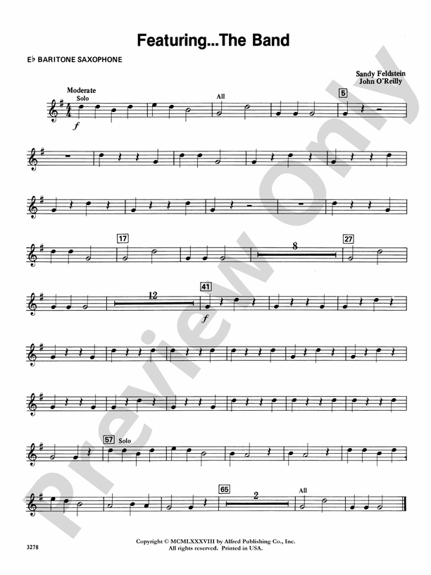 Featuring the Band: E-flat Baritone Saxophone: E-flat Baritone Saxophone Part - Digital Sheet ...