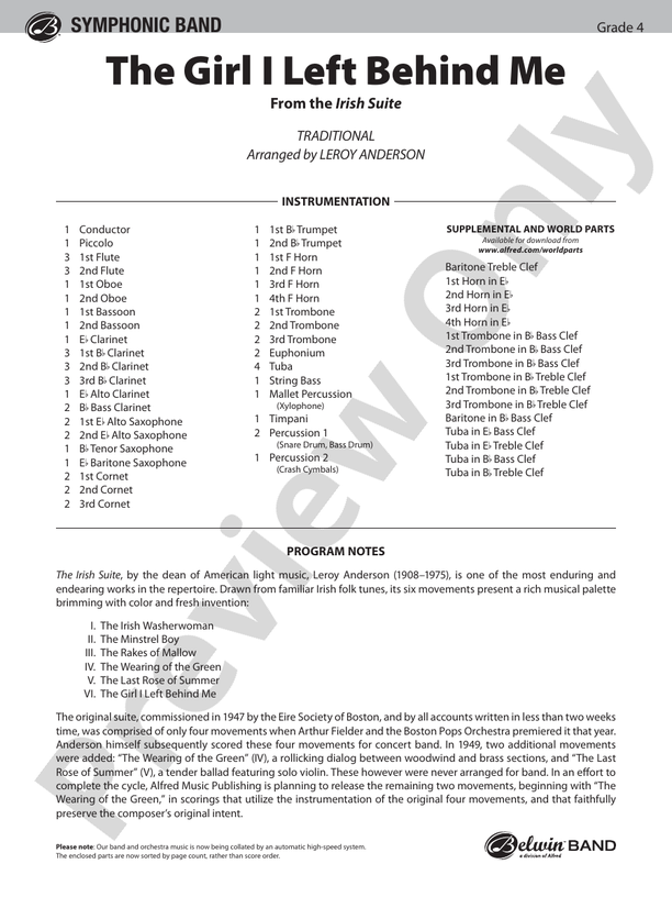 The Girl I Left Behind Me (from the Irish Suite): Concert Band ...