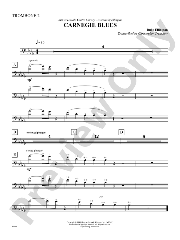 Carnegie Blues: 2nd Trombone: 2nd Trombone Part - Digital Sheet Music Download