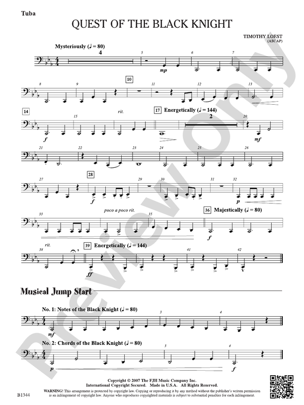 Quest of the Black Knight: Tuba: Tuba Part: Timothy Loest - Digital ...